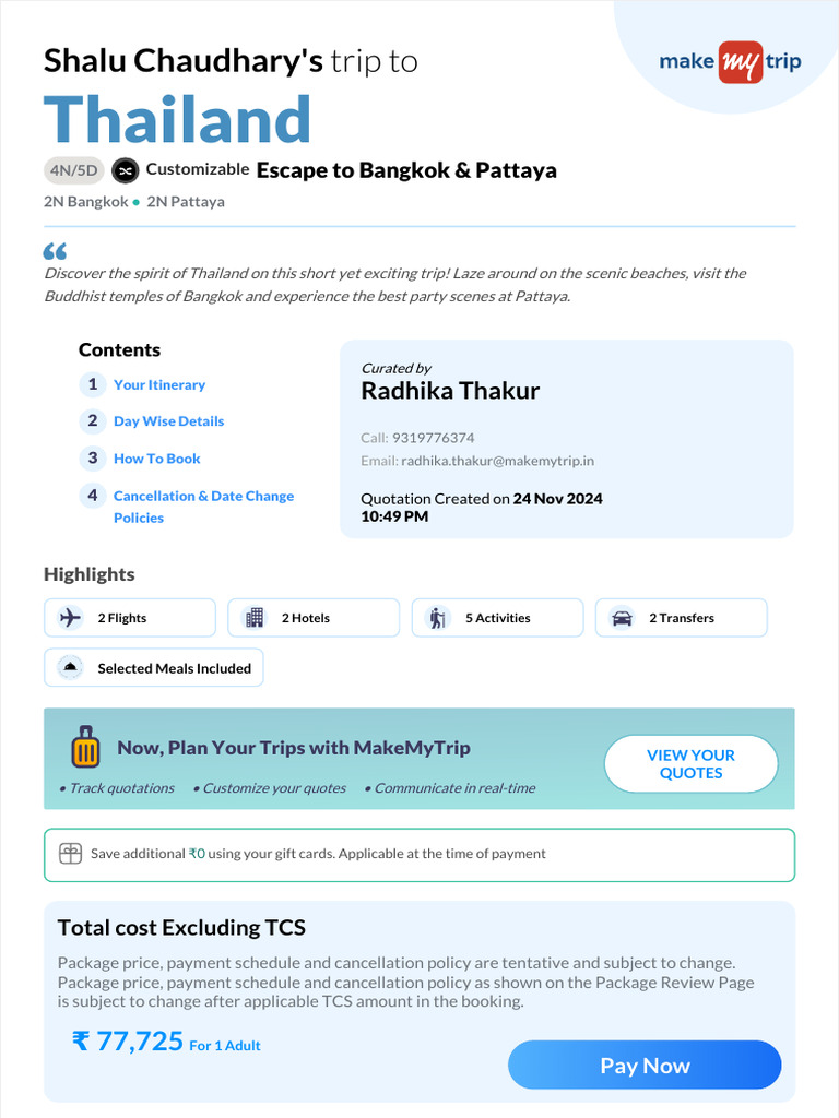 Thailand: Shalu Chaudhary's | PDF