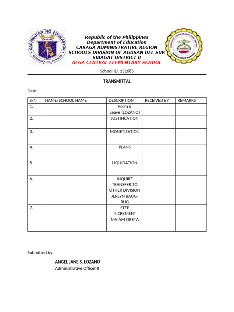 TRANSMITTAL | PDF