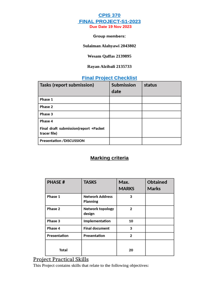 Project Specifications s1 2023 | PDF | Computer Network | Router ...