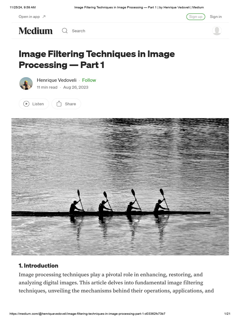Image Filtering Techniques Overview | PDF | Convolution ...