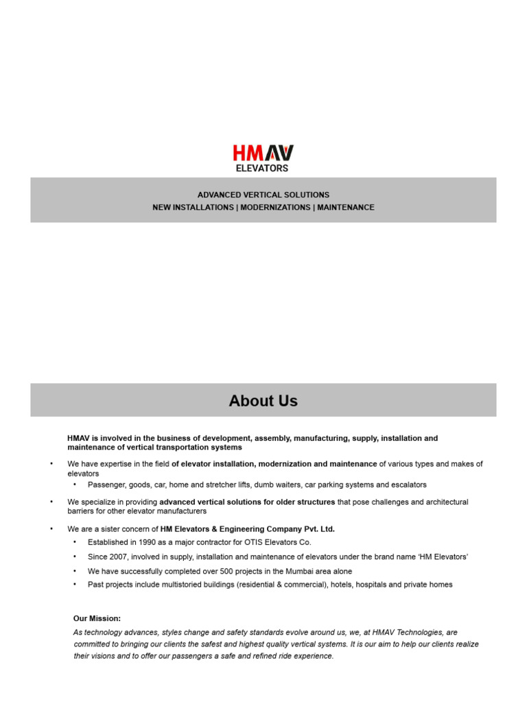 HMAV Client Presentation - MRL | PDF | Elevator | Door