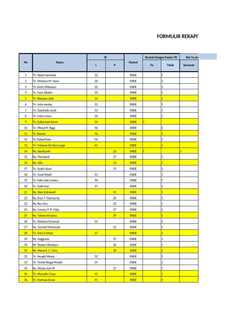 Form Penemuan Kasus TB - 2022 | PDF