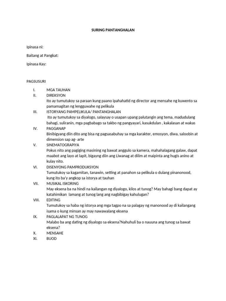 SURING PANTANGHALAN Format | PDF