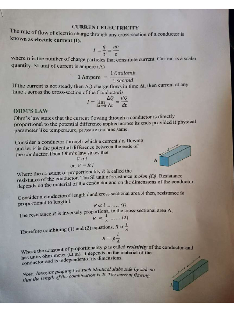 Physics Current Electricity Pdf