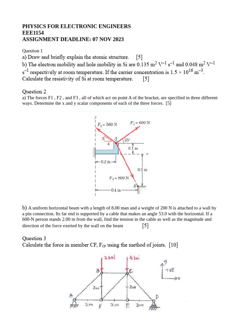 Physics for Electronic Engineers Assignment | PDF