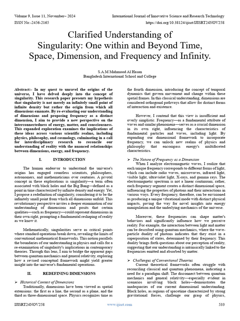 Clarified Understanding of Singularity: One Within and Beyond Time ...