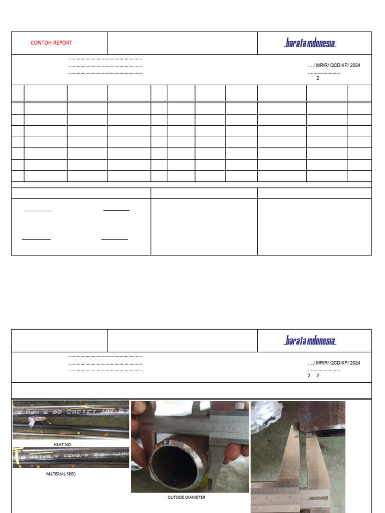 Material Receiving Inspection Report | PDF | Mechanical Engineering ...