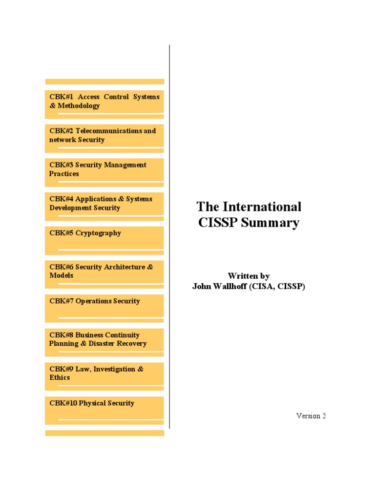 The International CISSP Summary | PDF | Firewall (Computing) | Computer ...