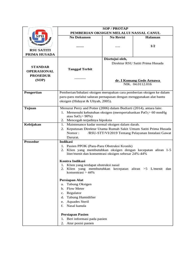 SOP Oksigenasi | PDF | Kesehatan Holistik | Sains & Matematika