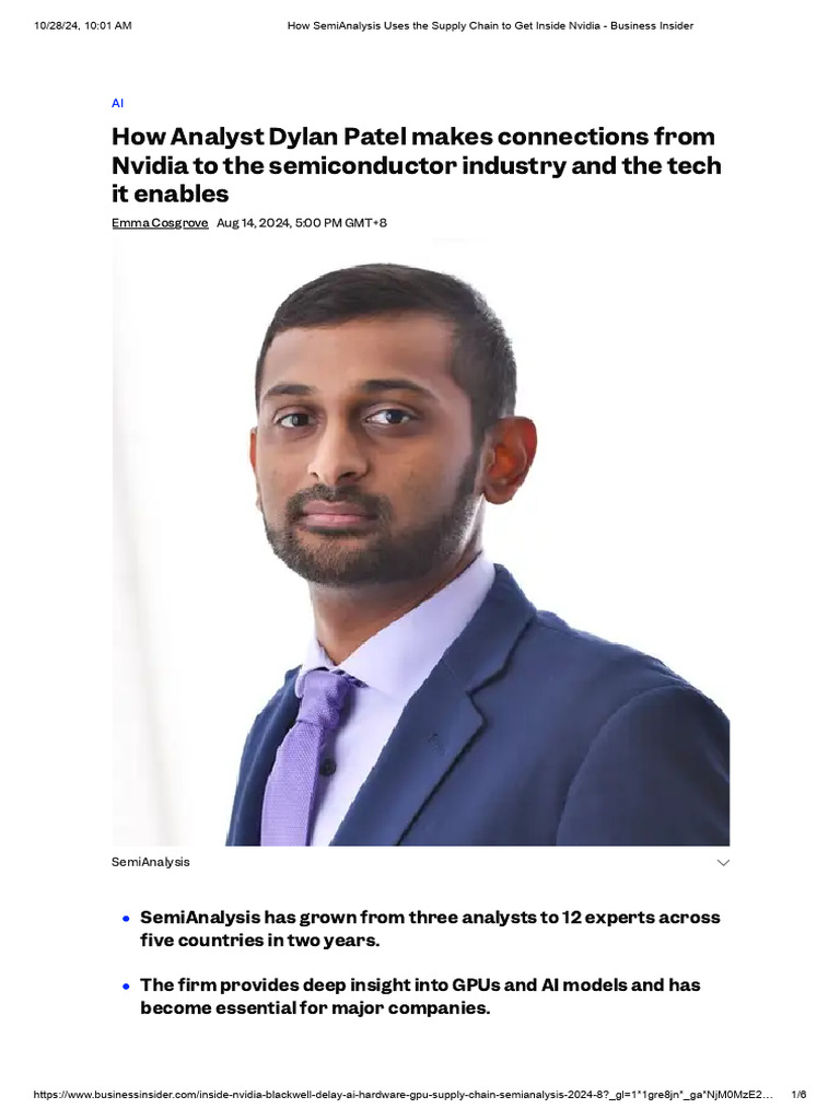 How SemiAnalysis Uses The Supply Chain To Get Inside Nvidia - Business Insider | PDF ...