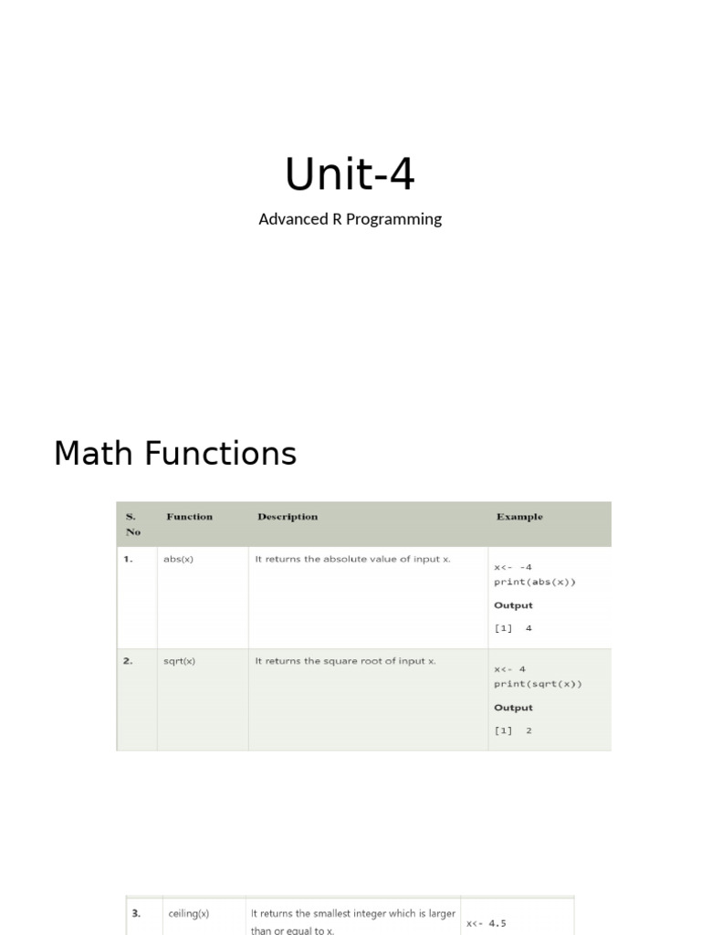 Unit4 Advanced R Programming | PDF | String (Computer Science) | Computing Unit4 Advanced R Programming | PDF | String (Computer Science) | Computing