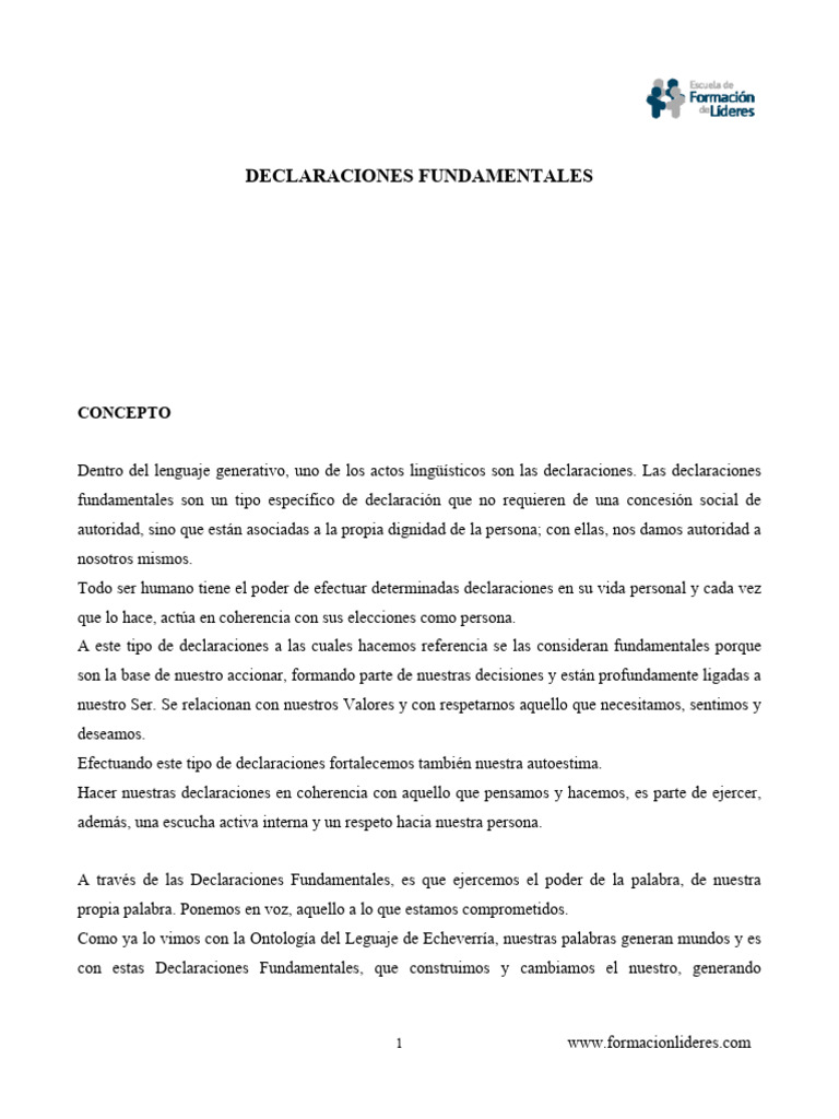 Declaraciones Fundamentales y Autenticidad | PDF | Amor | Perdón