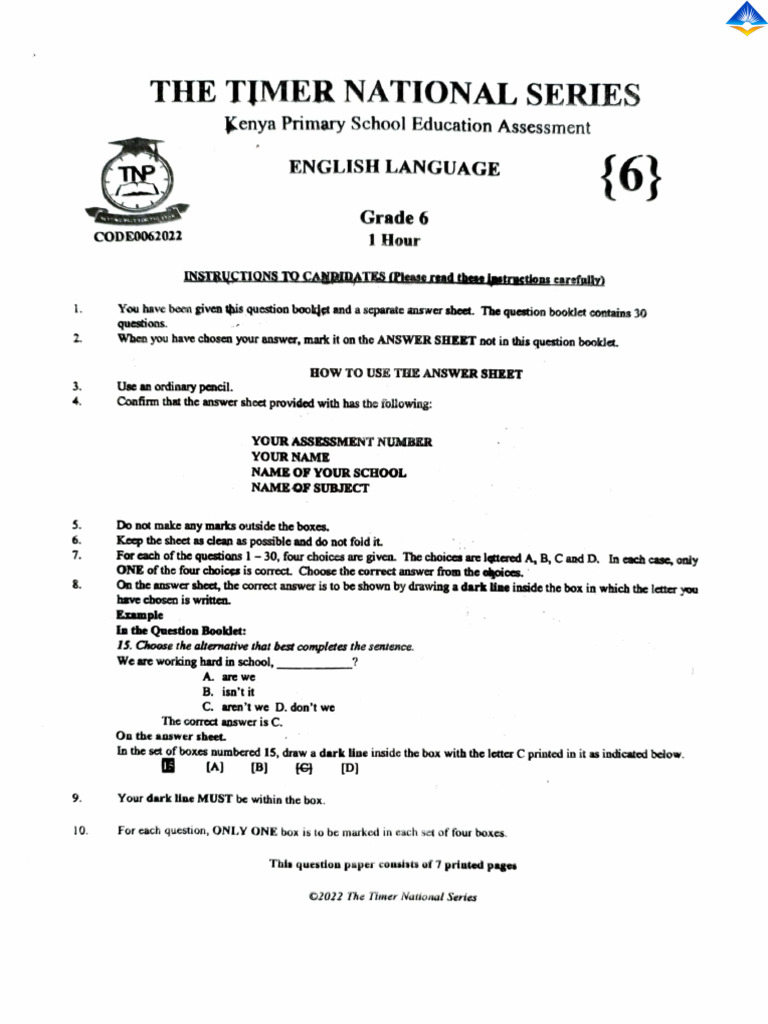 Grade 6 Timer English | PDF