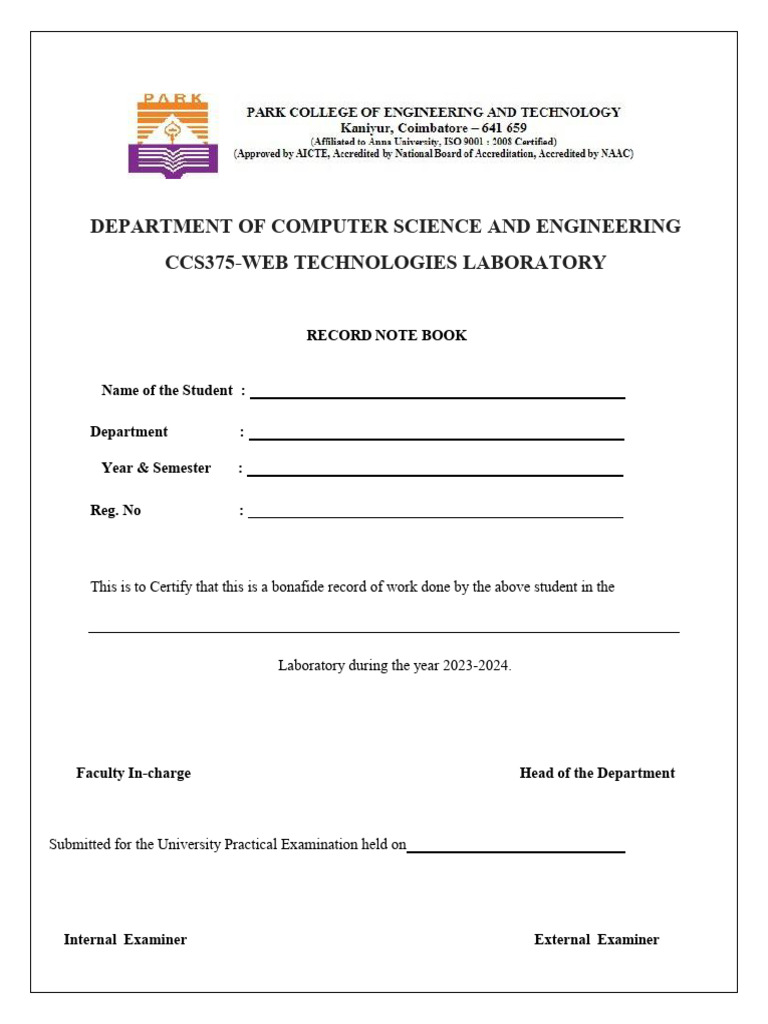 Ccs375-Web Tech Lab | PDF | Web Server | Internet & Web