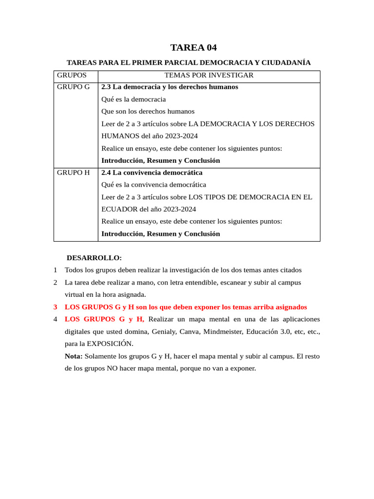TAREA 04 La Democracia Parte2 | PDF
