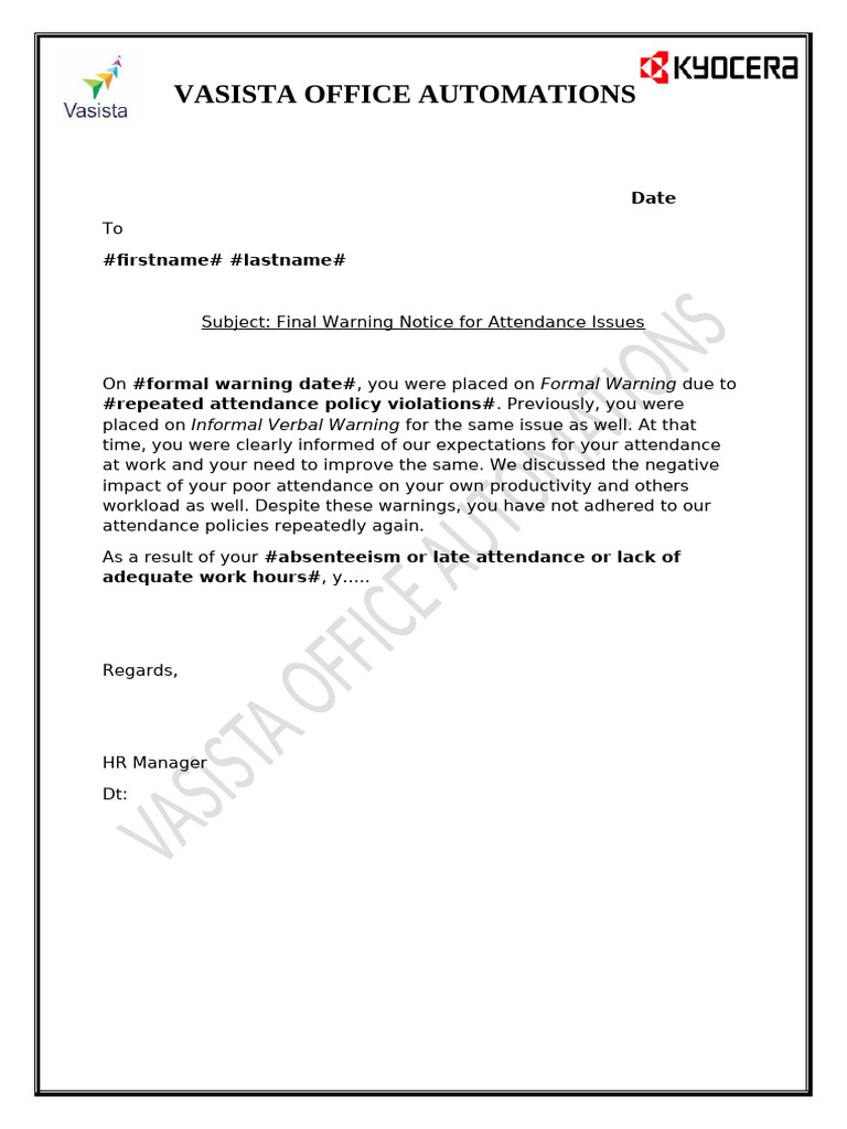 Final Attendance Warning Notice | PDF | Career & Growth