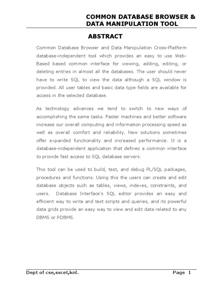 Common Database Browser & Data Manipulation Tool | PDF | Sql | Databases
