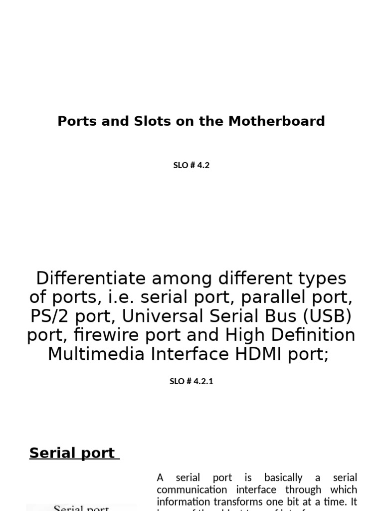 4.2 Ports and Slots On The Motherboard | PDF | Usb | Computer Network