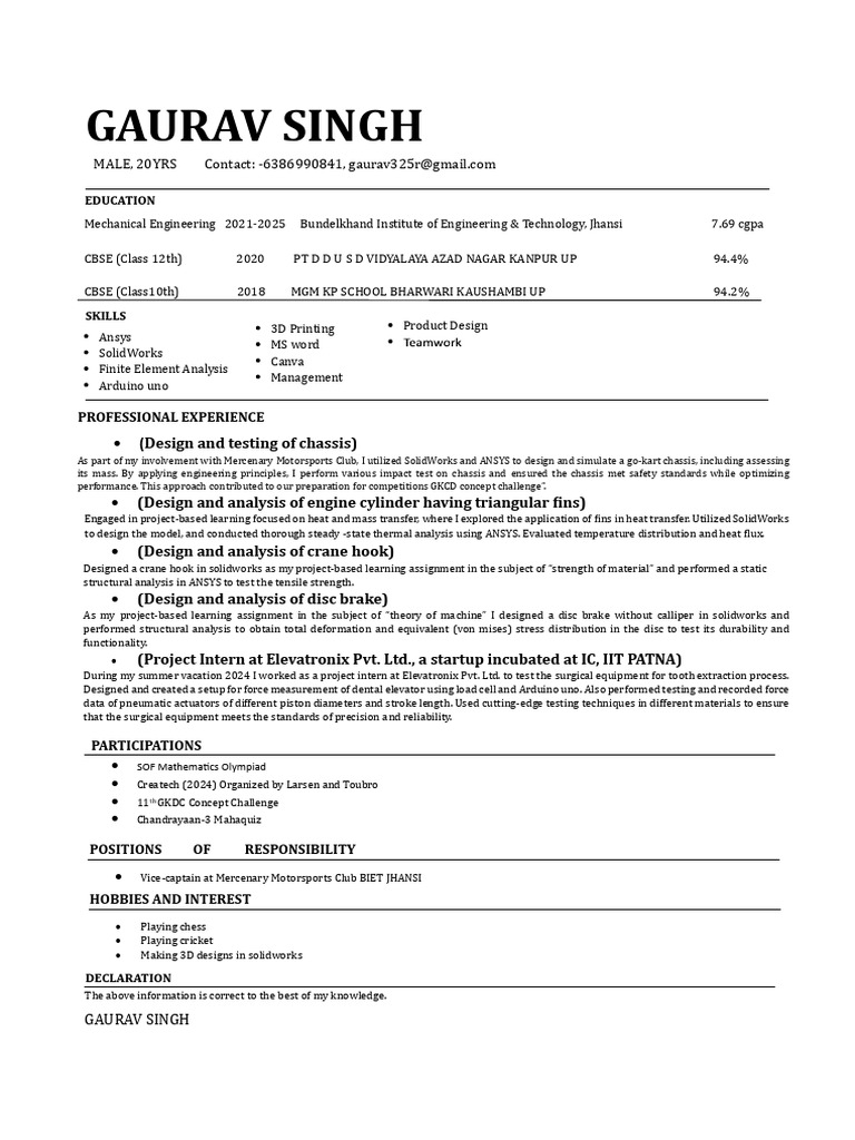 My Resume | PDF | Engineering | Heat