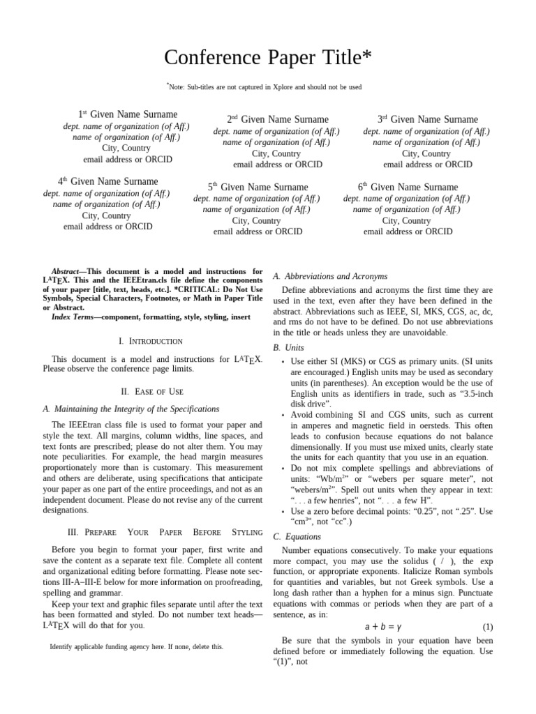 Ieee Conference Template | PDF | Bracket | International System Of Units