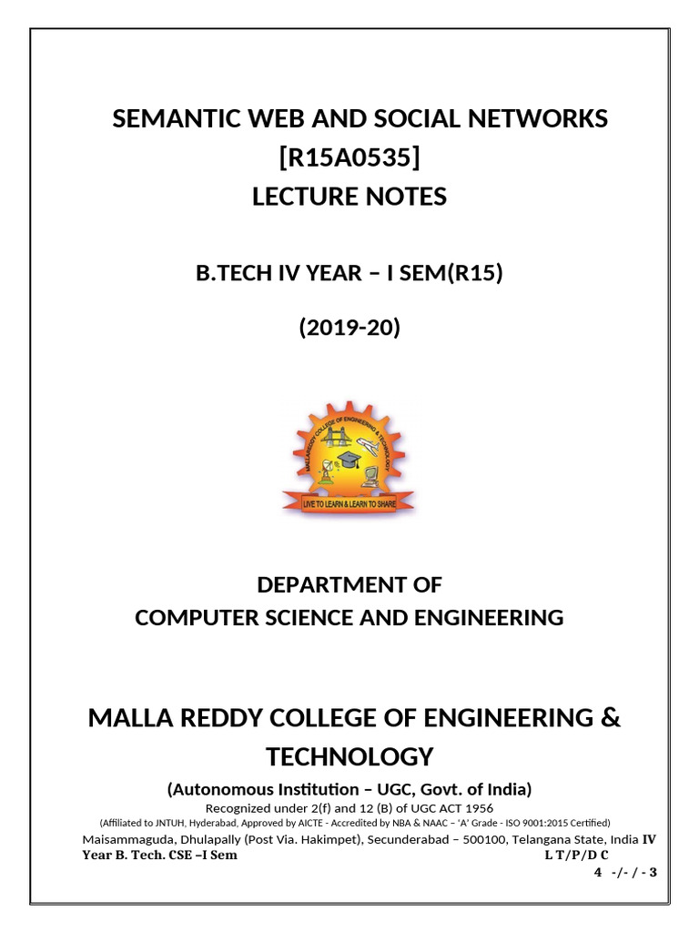 Semantic Web&social Networks Material | PDF | Internet & Web | World Wide Web