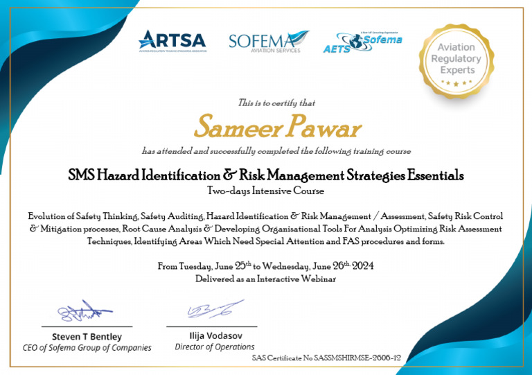 Certificate SMSHIRMSE Sameer Pawar 12 | PDF | Finance & Money ...