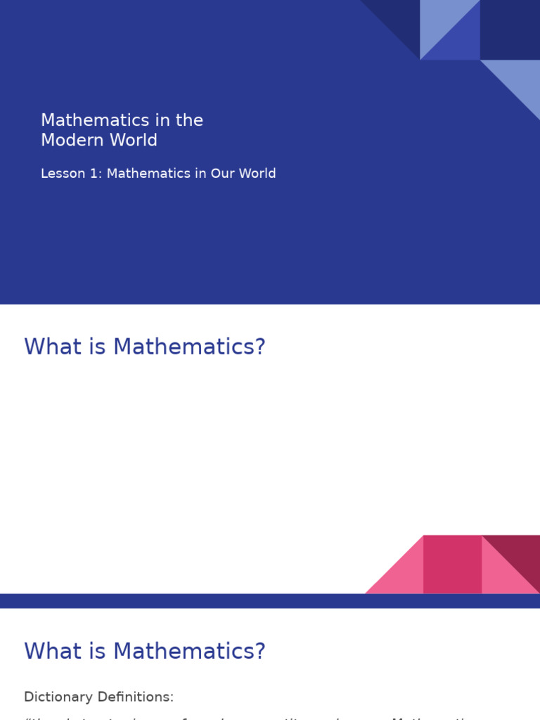 MMW Lesson 1 - Mathematics in Our World | PDF | Pattern | Mathematics