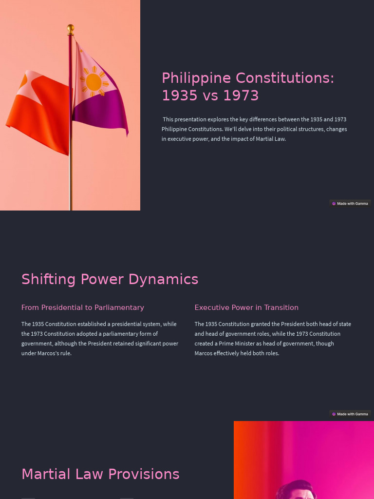 Philippine Constitutions 1935 Vs 1973 | PDF | Constitution | American Government
