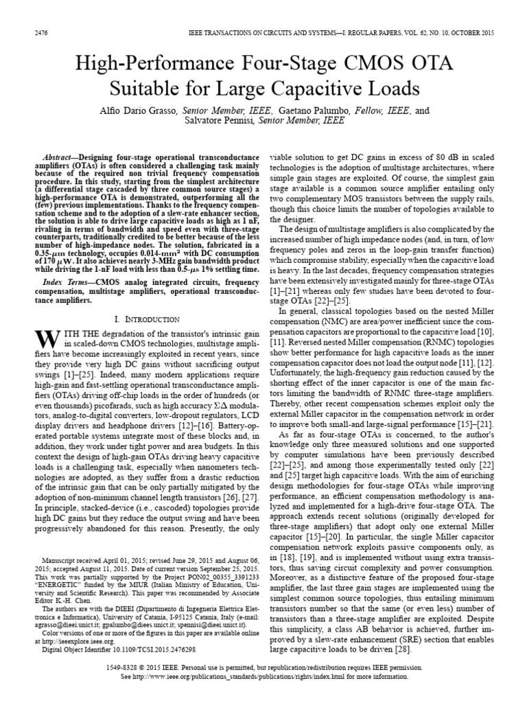 High-Performance Four-Stage CMOS OTA Suitable For Large Capacitive ...