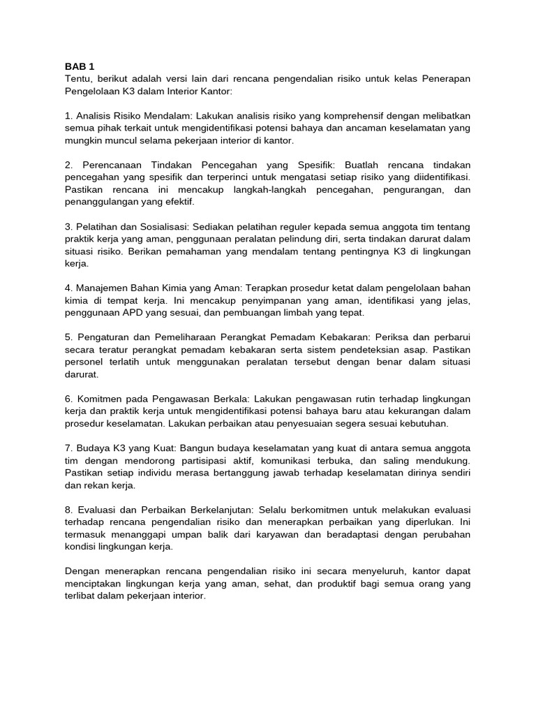 TPM 5 Penerapan Pengelolaan K3 Dalam Interior Kantor | PDF