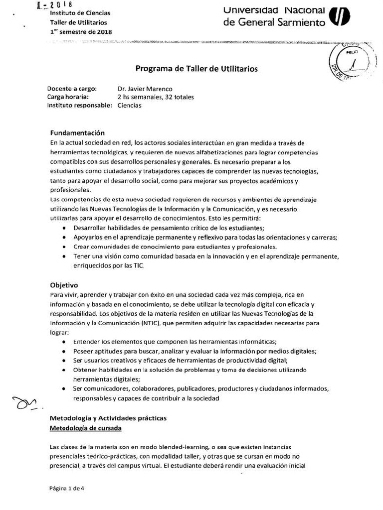 Programa Taller de Utilitarios UNGS | PDF