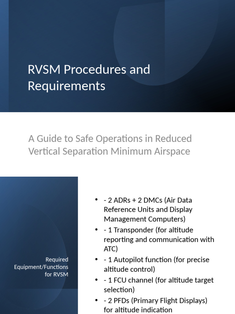 RVSM Procedures and Requirements | PDF