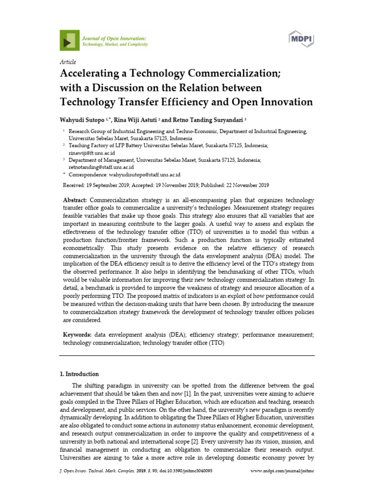 Accelerating A Technology Commercialization With A | PDF | Business