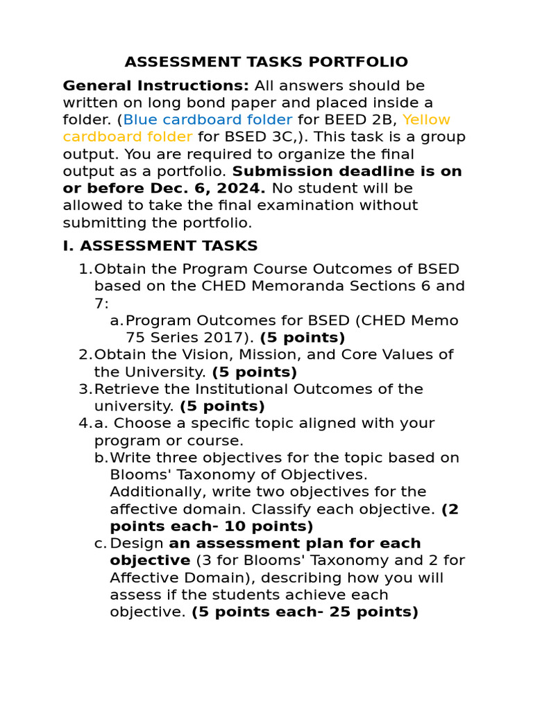 Assessment Output Project | PDF | Rubric (Academic) | Educational ...