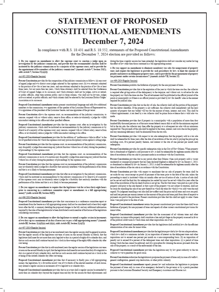 Summaries of Proposed Constitutional Amendments | PDF | Supreme Court ...