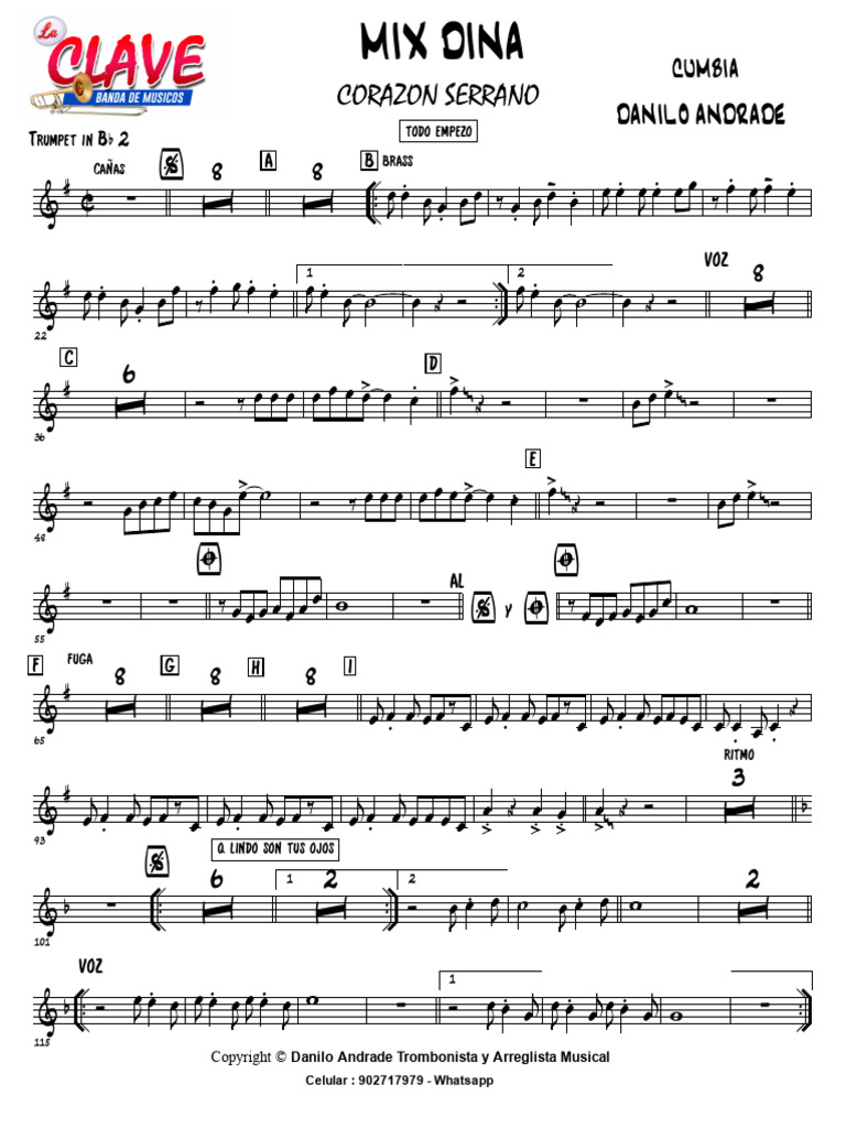 MIX DINA - DANILO - Trumpet in BB 2 | PDF