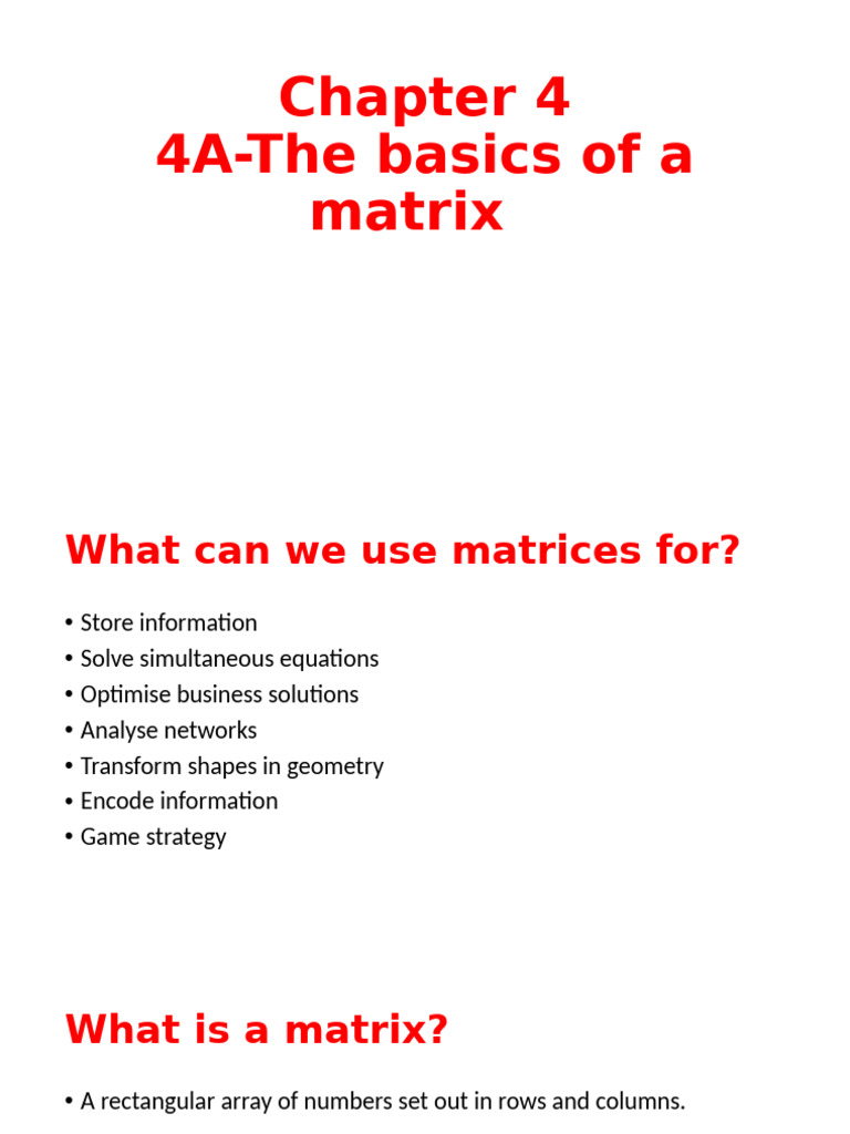 Understanding 4A Matrices Basics | PDF | Home & Garden | Computers