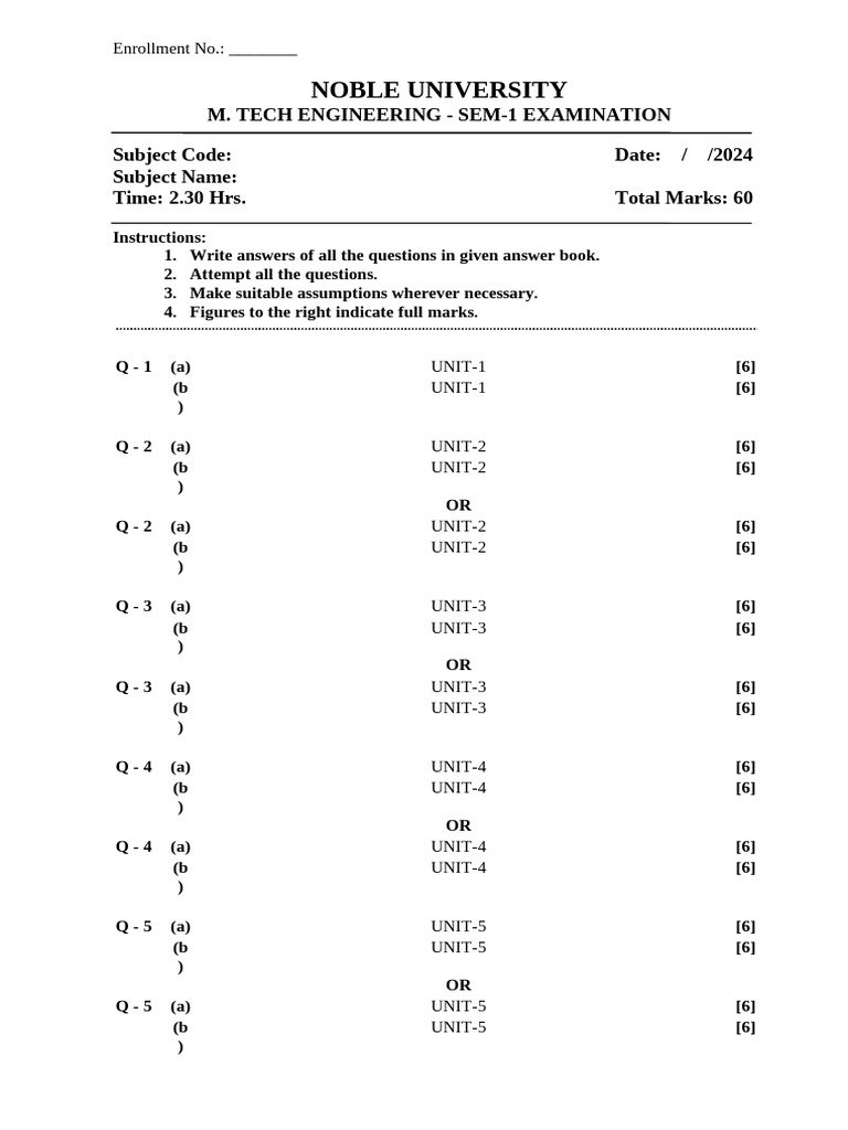 Question Paper Template | PDF
