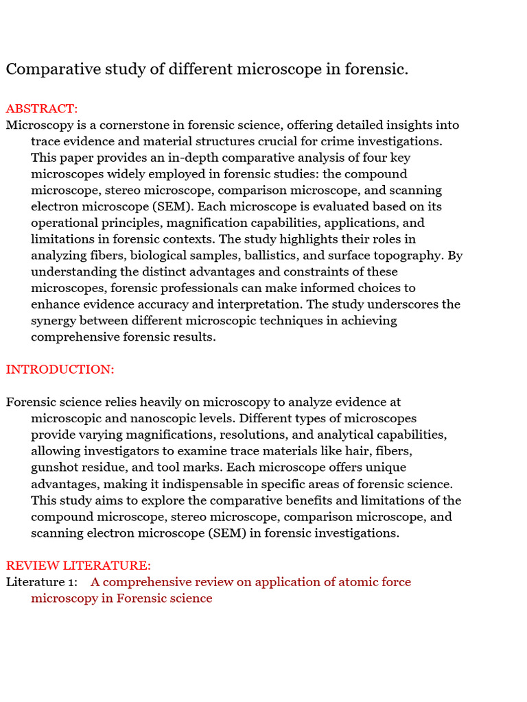 Comparative Study of Different Microscope in Forensic | PDF ...