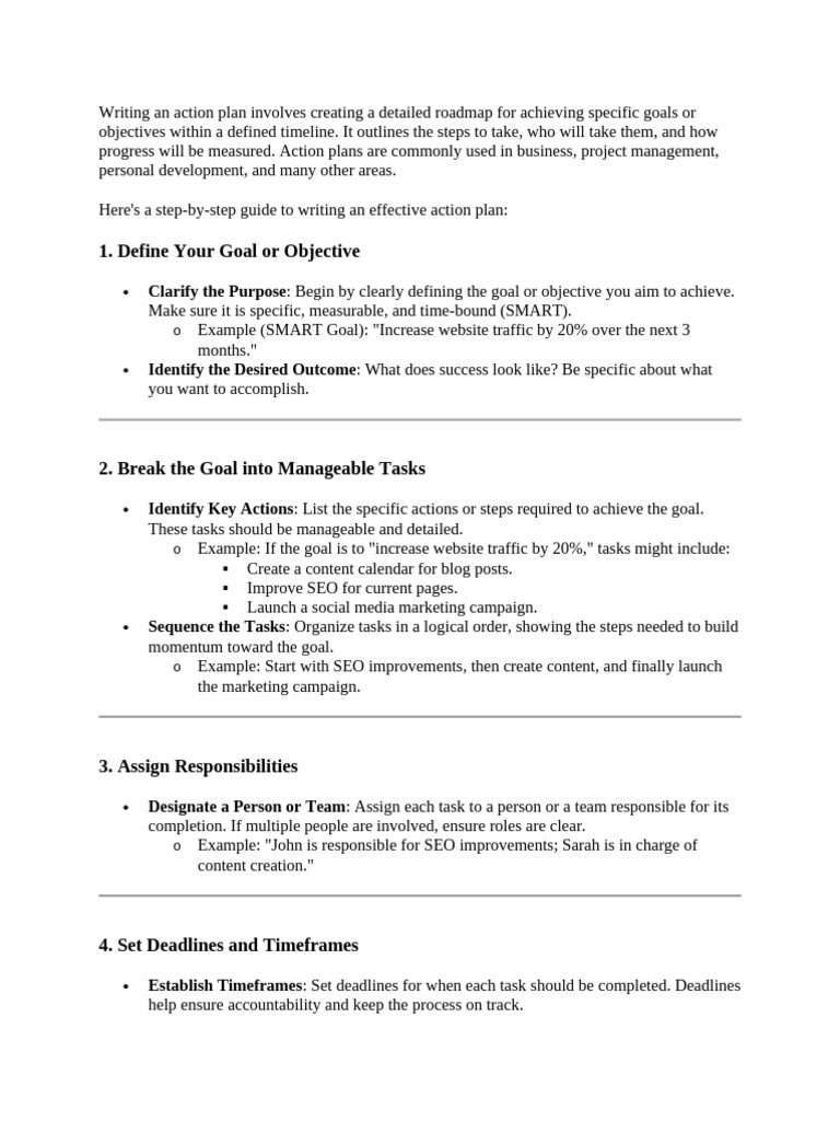 How to Write an Effective Action Plan | PDF | Goal | Search Engine ...