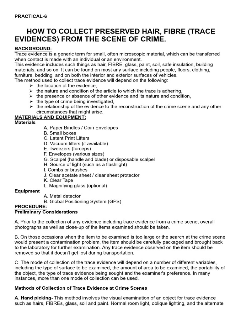 How To Collect Preserved Hair, Fiber (Trace Evidences) From The Scene ...