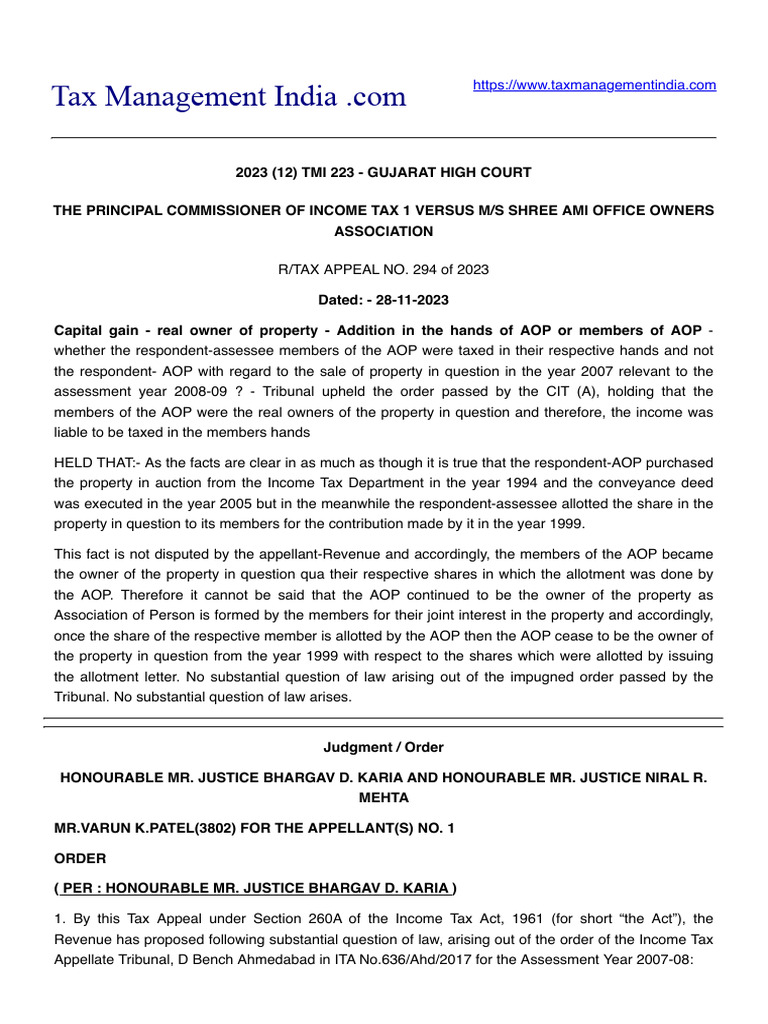 2023 (12) TMI 223 - HC - THE PRINCIPAL COMMISSIONER OF INCOME TAX 1 Versus M/s | PDF | Deed ...