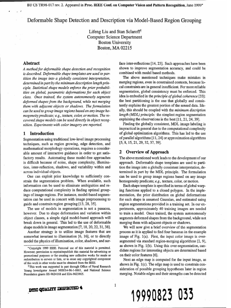 Deformable Shape Analysis | PDF | Image Segmentation | Mathematical Optimization