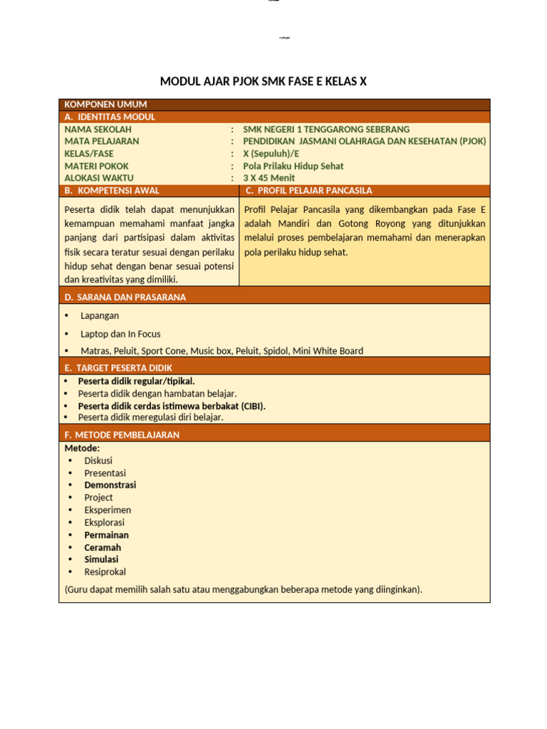 Modul Pola Hidup Sehat Fajar | PDF | Karier & Perkembangan