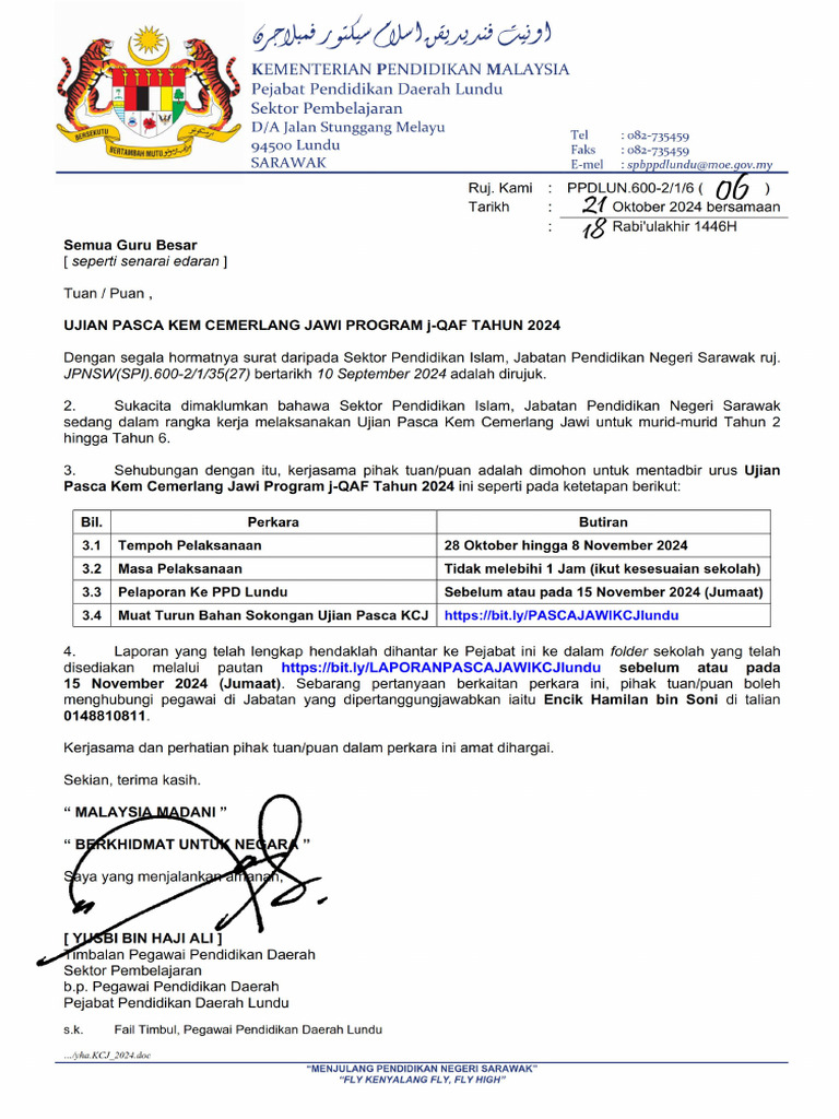 006-Ujian Pasca Kem Cemerlang Jawi 2024 | PDF