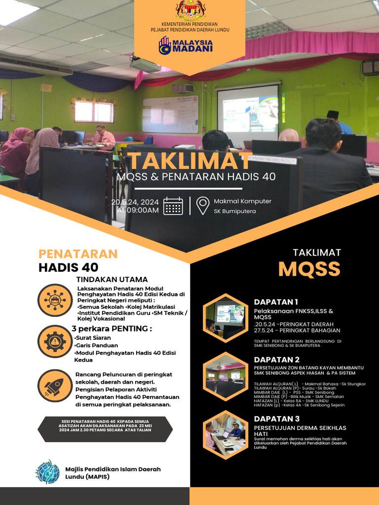 Poster Laporan Taklimat MQSS & Penataran Hadis 40 | PDF