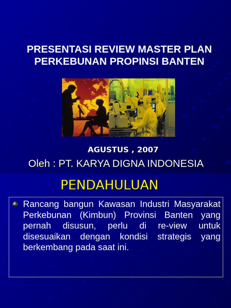 Presentasi Review Master Plan Perkebunan Propinsi Banten | PDF | Karier & Perkembangan | Bisnis