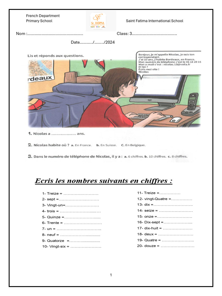 French Department Overview Saint Fatima School Pdf