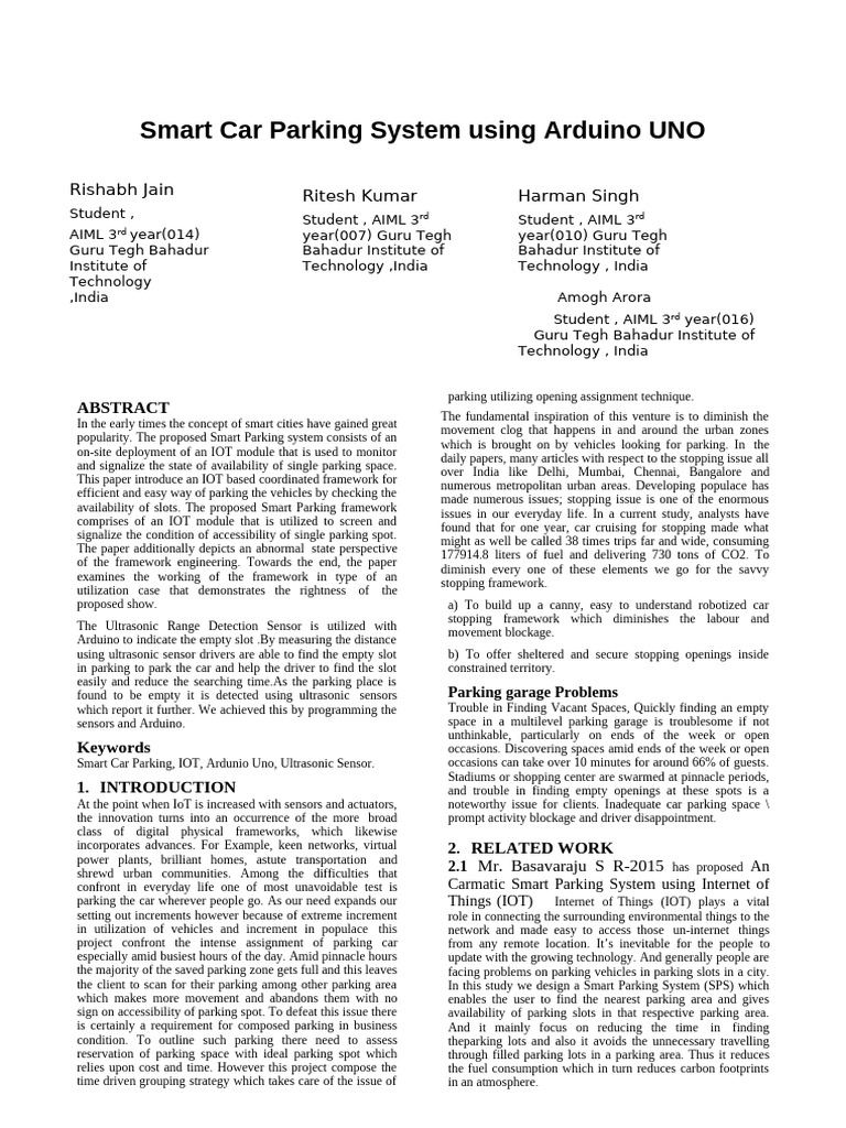Car Parking System | PDF | Internet Of Things | Parking