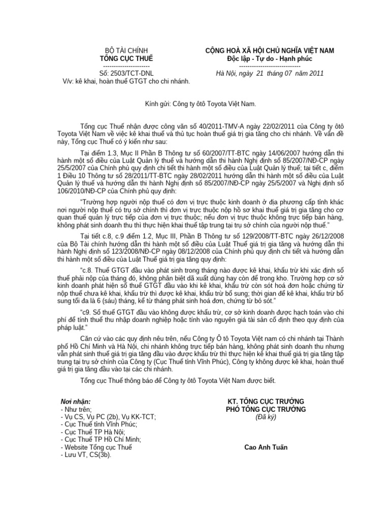 Công văn-2503-TCT-DNL | PDF